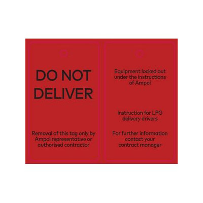 General :: LPG Do Not Deliver Tag with a black cable tie